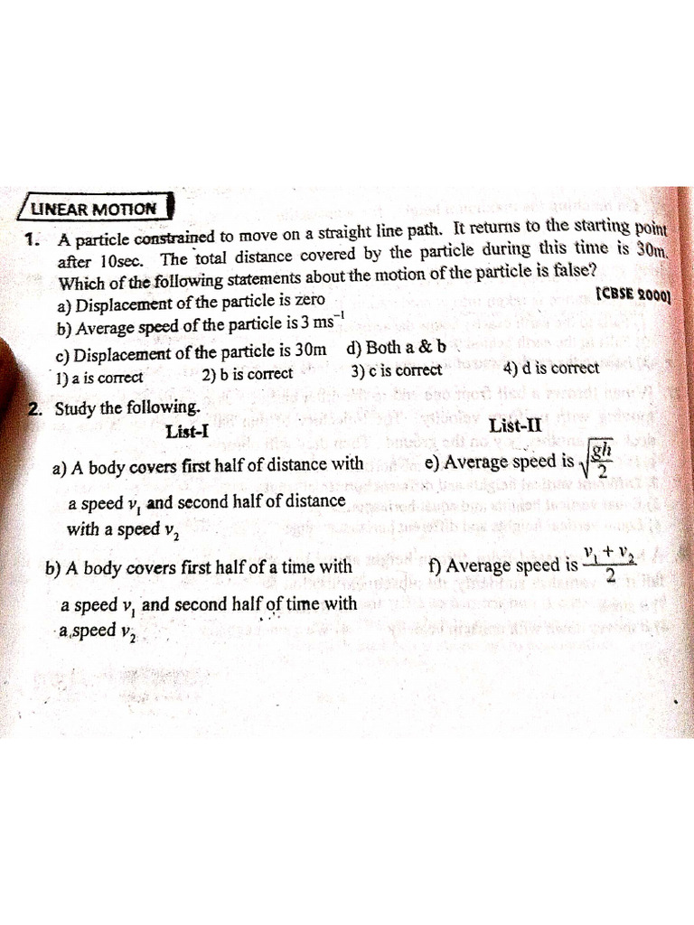 Motion Practice Worksheet | PDF