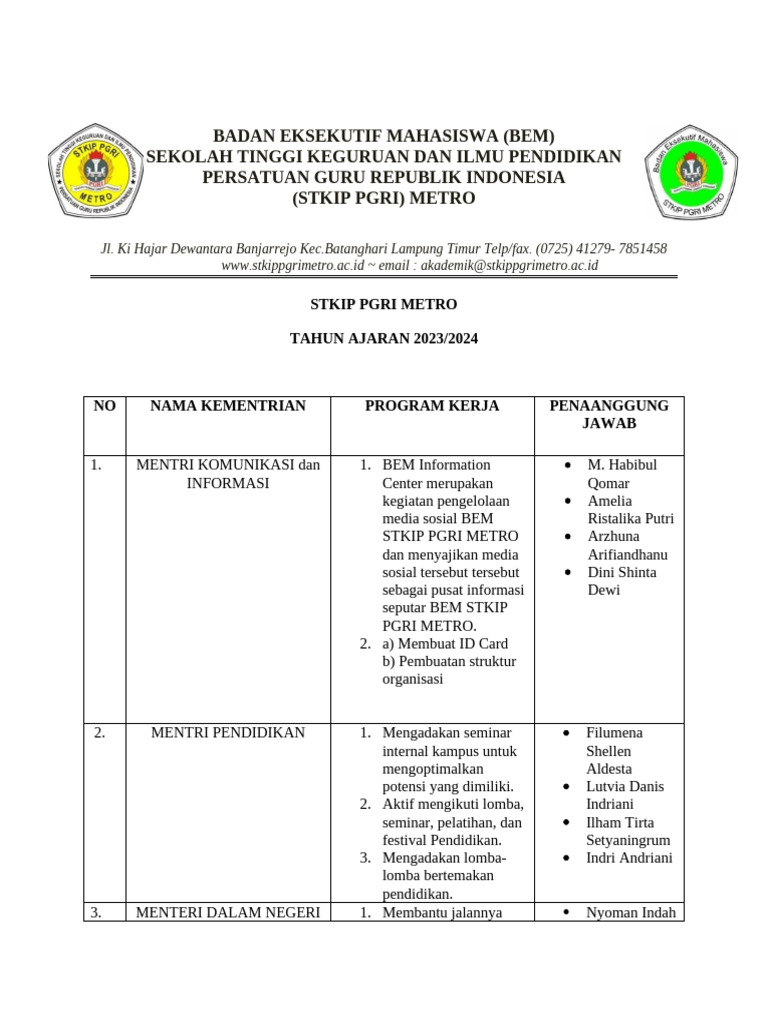 Program Kerja Bem | PDF
