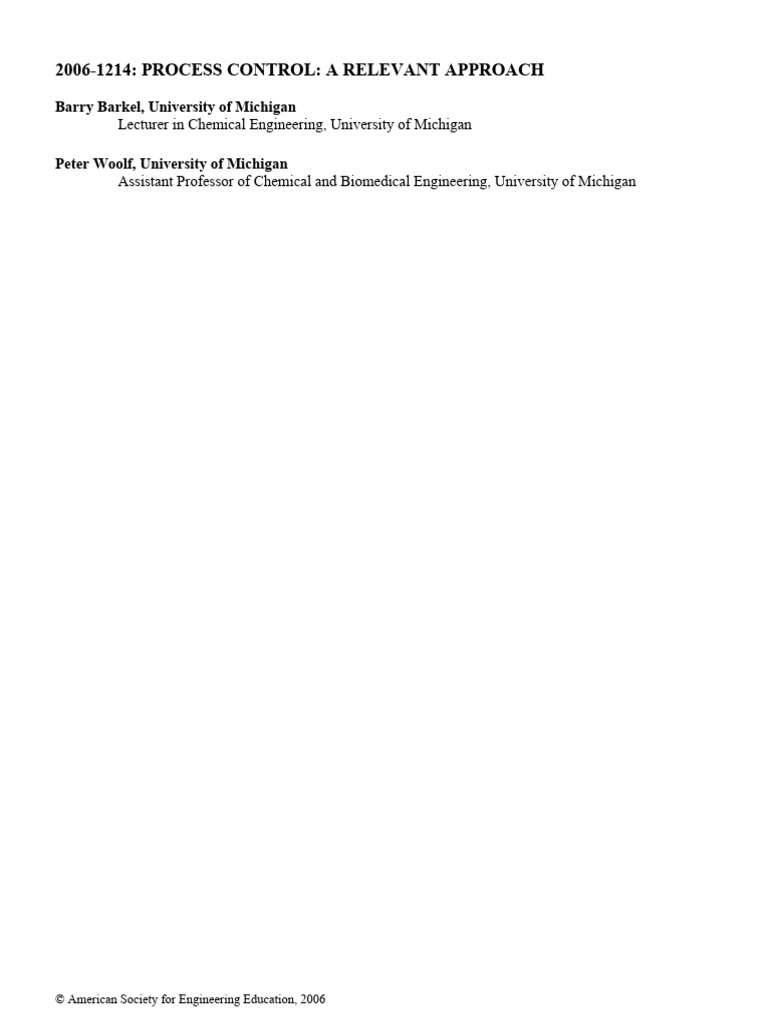 Process Control A Relevant Approach | PDF | Control Theory | Science & Mathematics