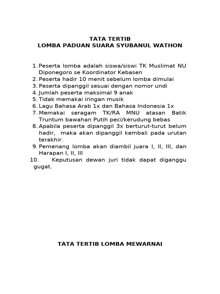 Tata Tertib Lomba | PDF