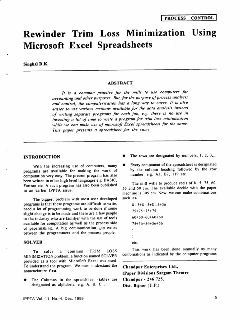 IPPTA 114-5-8 Rewinder Trim Loss | PDF
