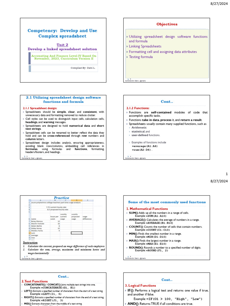 Unit 2 - Develop and Use Complex Spreadsheet | PDF