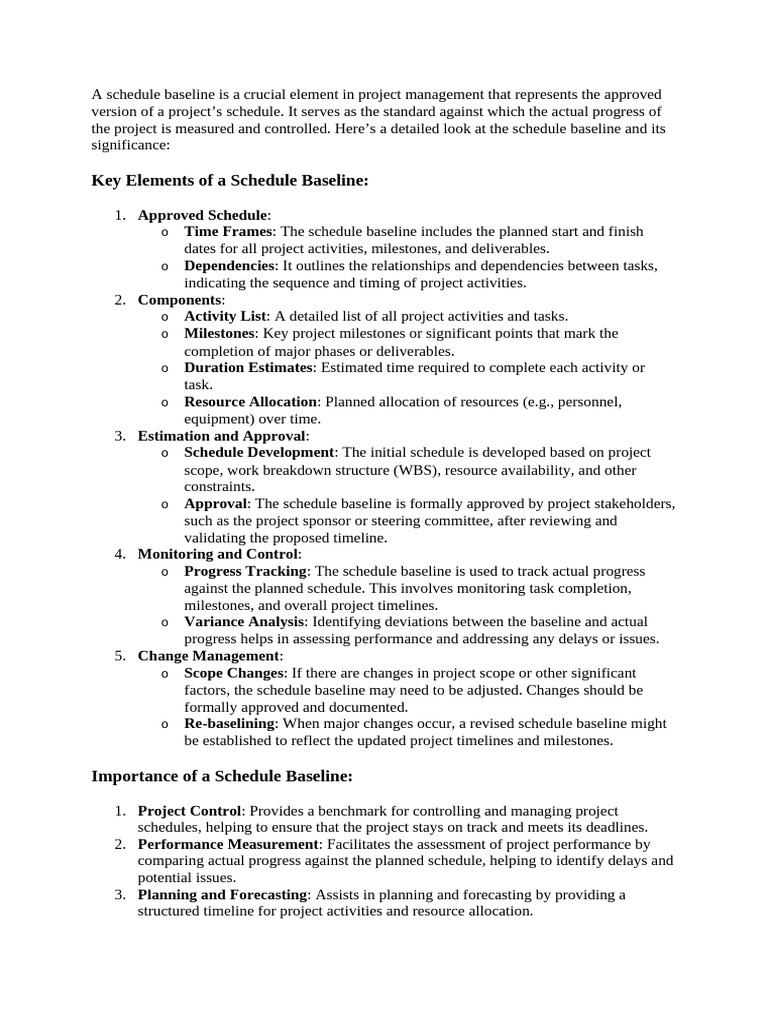 Schedule Baseline | PDF