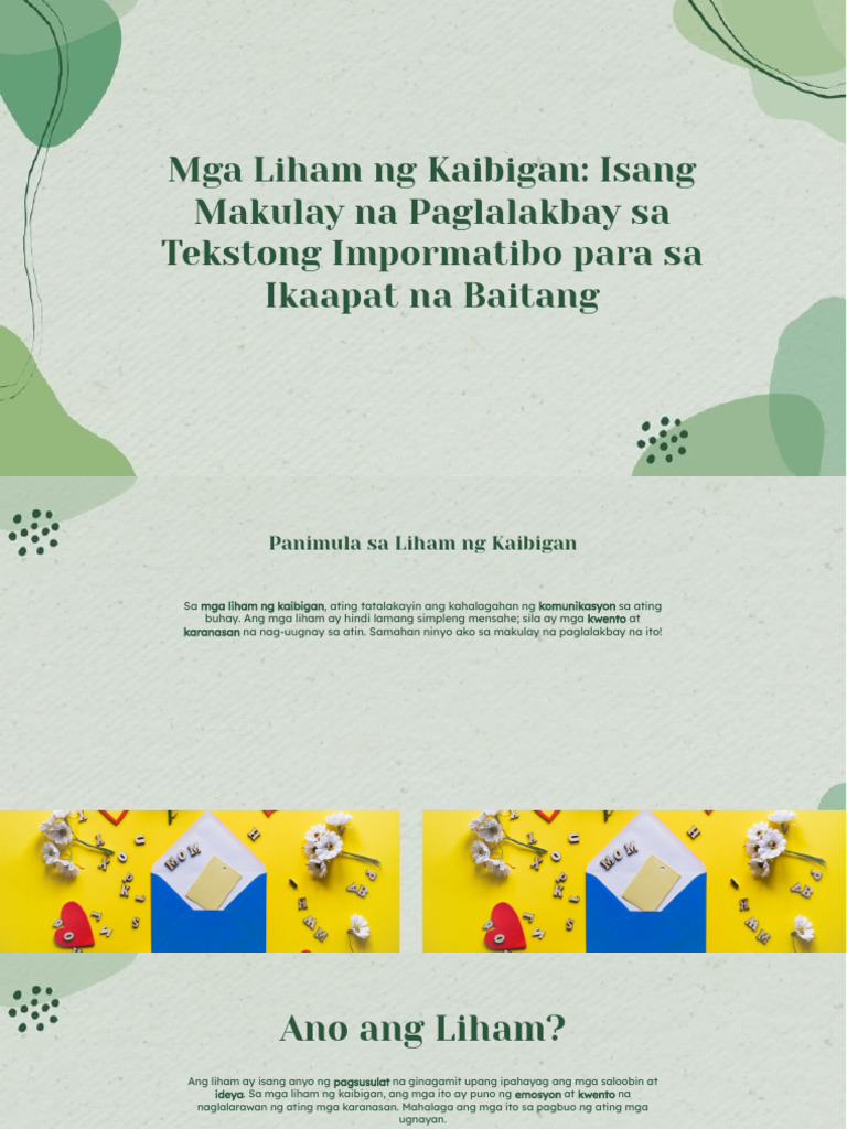 Mga Liham NG Kaibigan Isang Makulay Na Paglalakbay Sa Tekstong ...
