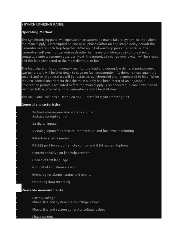 Synchronizing Panel | PDF
