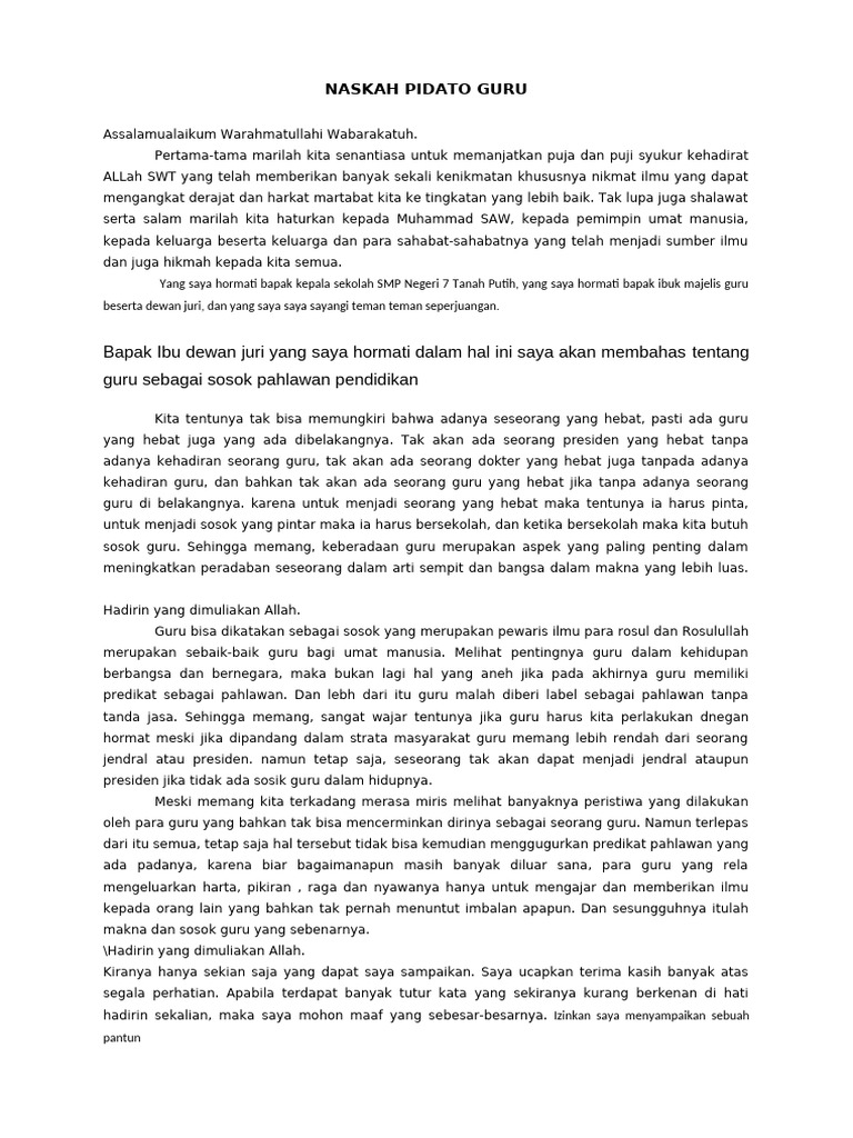 Naskah Pidato Guru | PDF