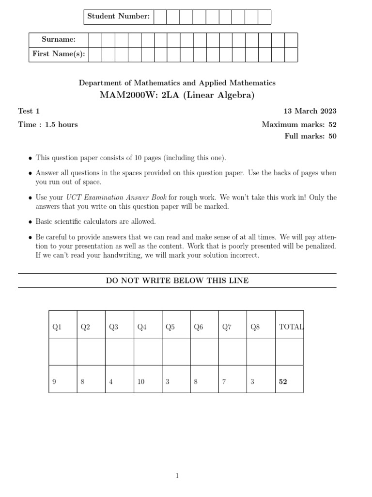 2023 - Test 1 - Solutions | PDF