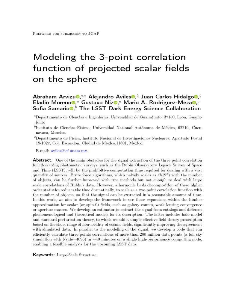 Modeling The 3-Point Correlation Function of Projected Scalar Fields On The Sphere | PDF