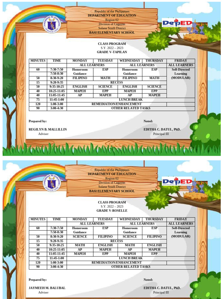 CLASS PROGRAM 2022-2023 (Blended Learning) | PDF