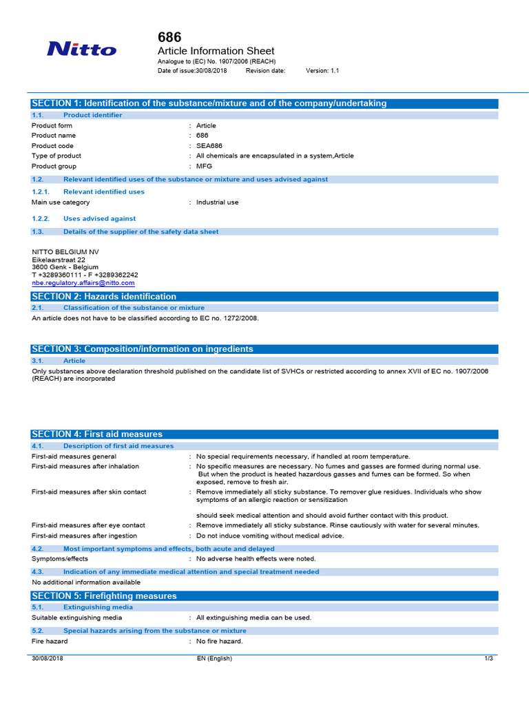 Nitto AIS - NBE - SEA686 V1.1 ENG | PDF