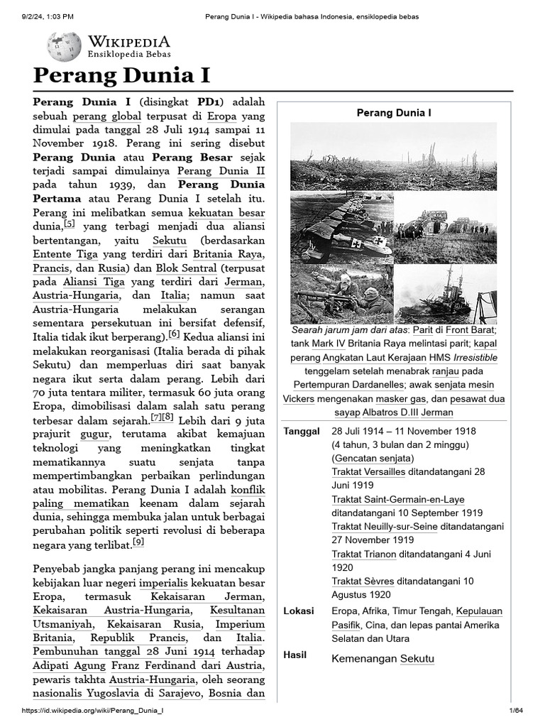Perang Dunia I | PDF