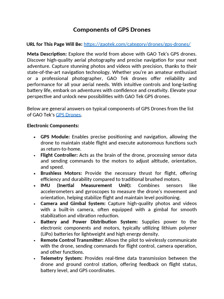 Components of GPS Drones | PDF | Unmanned Aerial Vehicle | Global ...