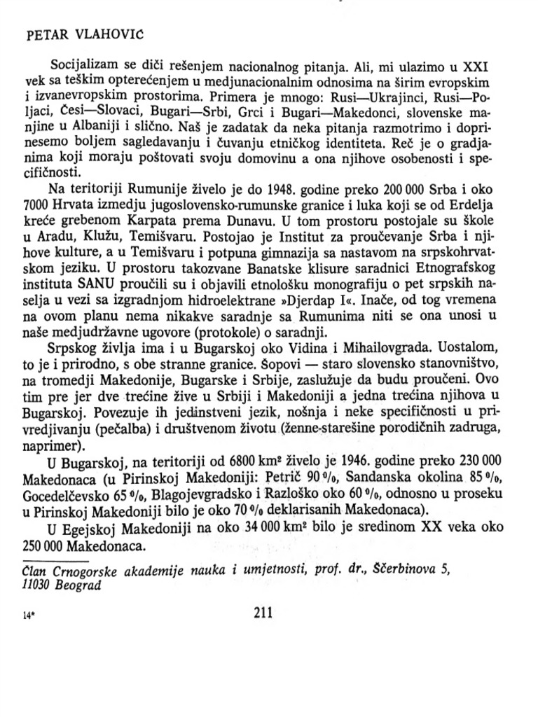 Vlahović Petar - Jugoslovenske manjine van Jugoslavije | PDF