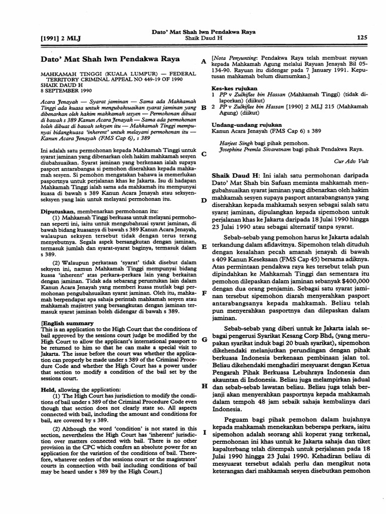 Dato' Mat Shah LWN Pendakwa Raya | PDF