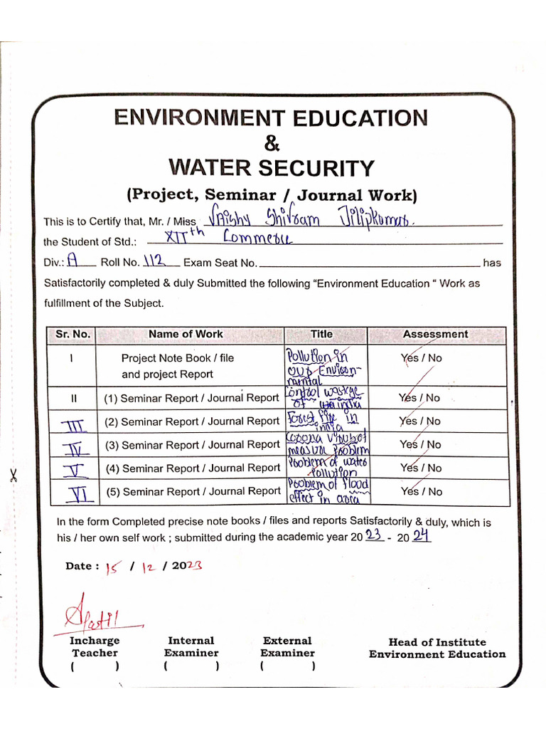 12th Environment Education and Water Security | PDF