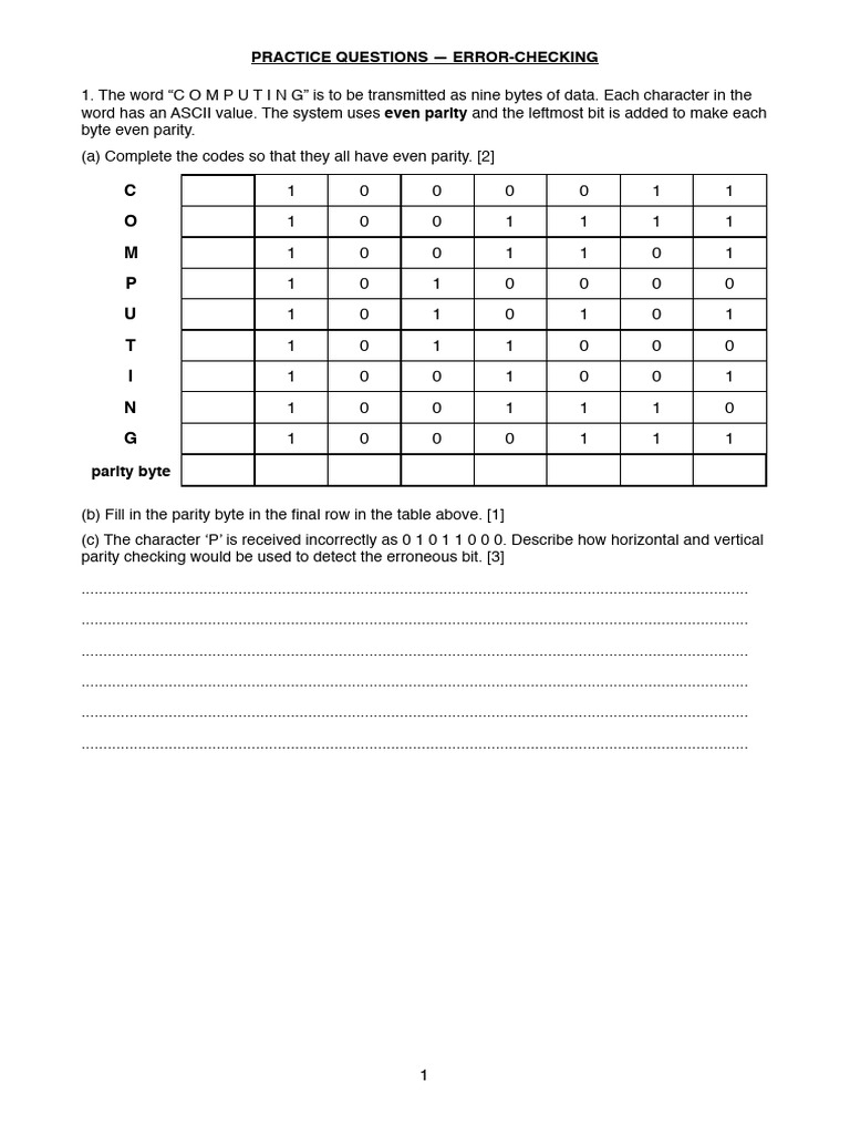 3 Practice Questions Error-Checking | PDF