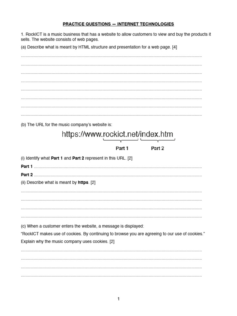 4 - Practice - Questions - Internet Technologies | PDF