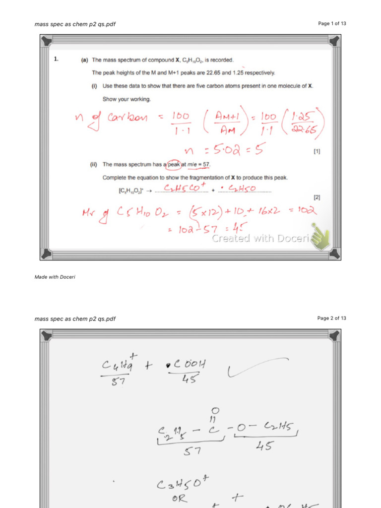 Mass Spec As Chem p2 Qs | PDF