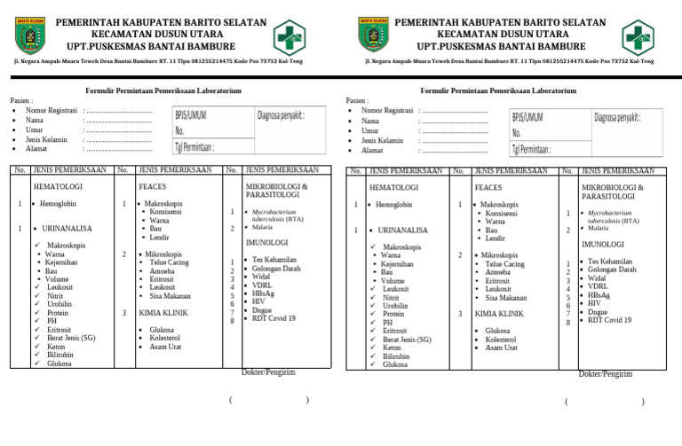 Blangko Permintaan Pemeriksaan Oke-1 | PDF