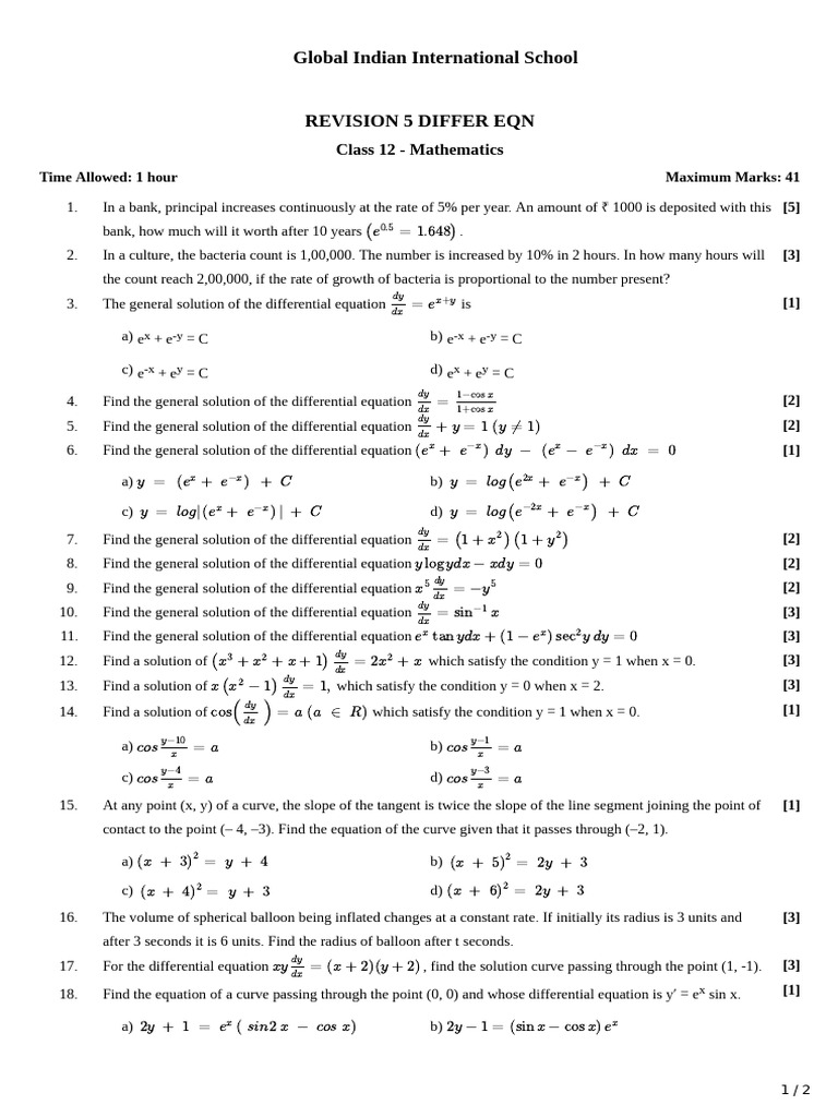 Rev 5 Diff Eqn Variable Seperable | PDF
