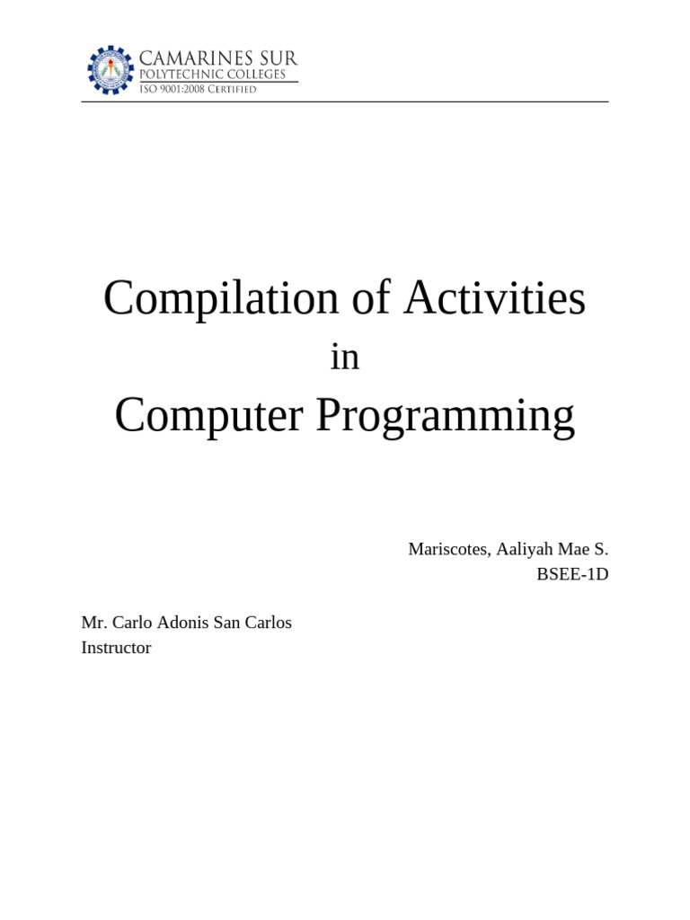 Project in COM. PROG. | PDF