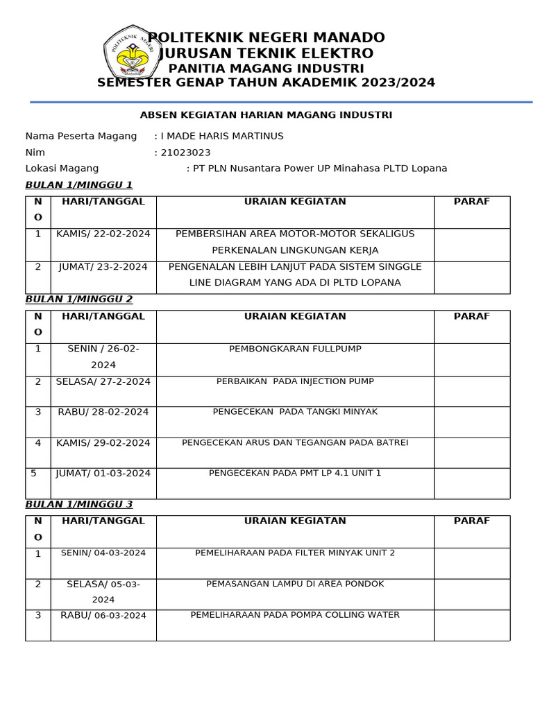 Absen Magang | PDF