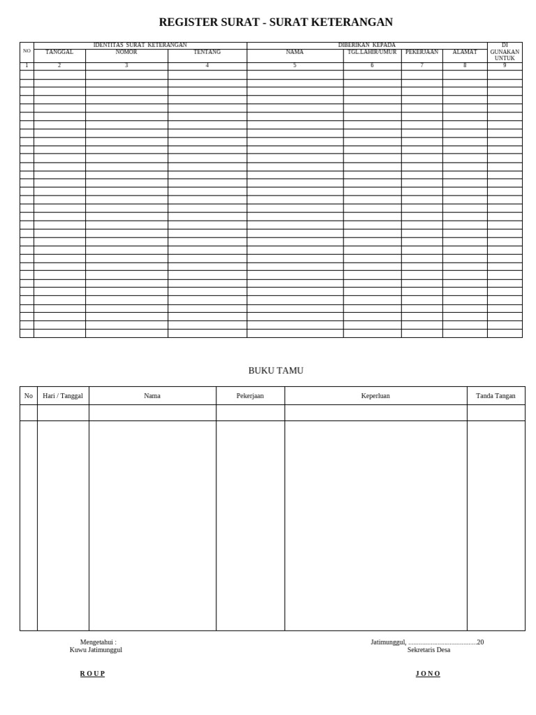 Register Surat Keterangan | PDF