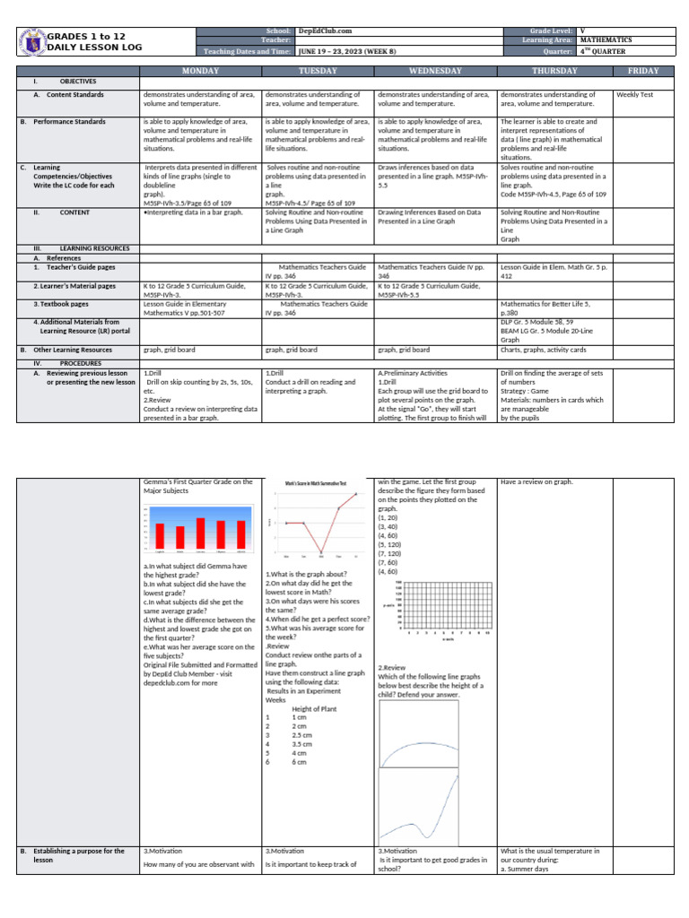 DLL - Mathematics 5 - Q4 - W8 | PDF