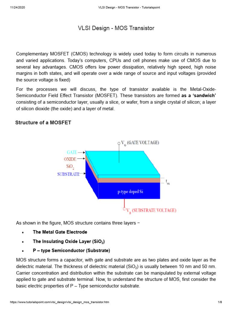 MOS Structure, Working, GCA | PDF | Mosfet | Field Effect Transistor