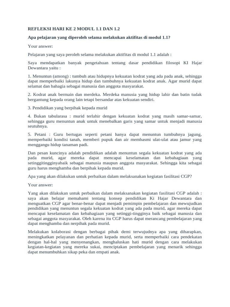 Refleksi Selama Pembekalan CPP | PDF