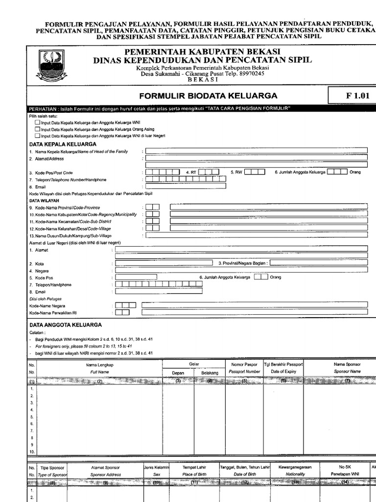Form F101 (Baru) | PDF