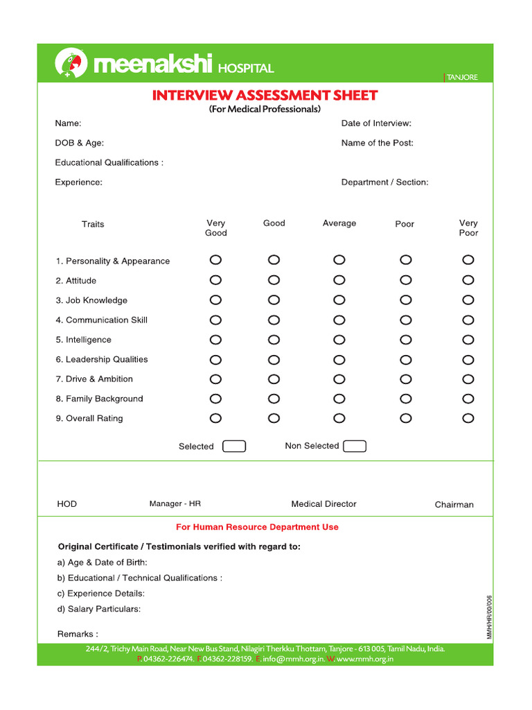 Interview Assessment Sheet1 | PDF