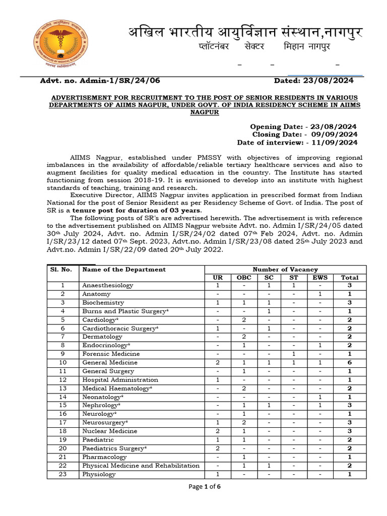 AIIMS-Nagpur-Seni | PDF