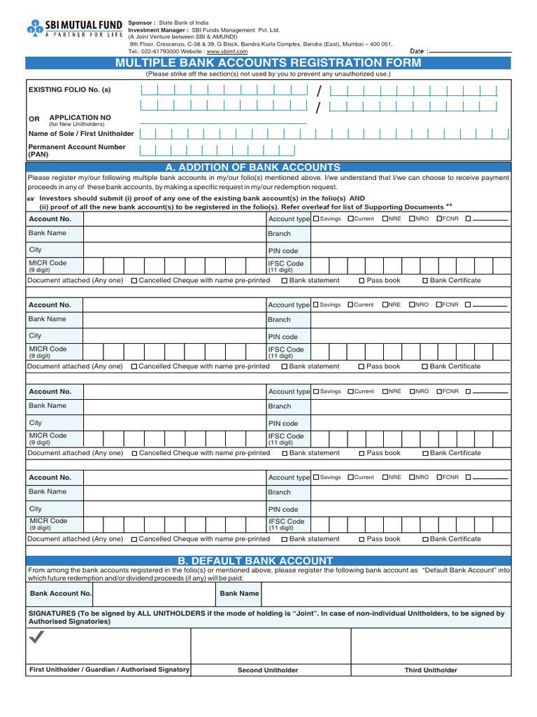 Sbi Mutual Fund Sbi Multiple Bank | PDF | Banks | Finance & Money ...