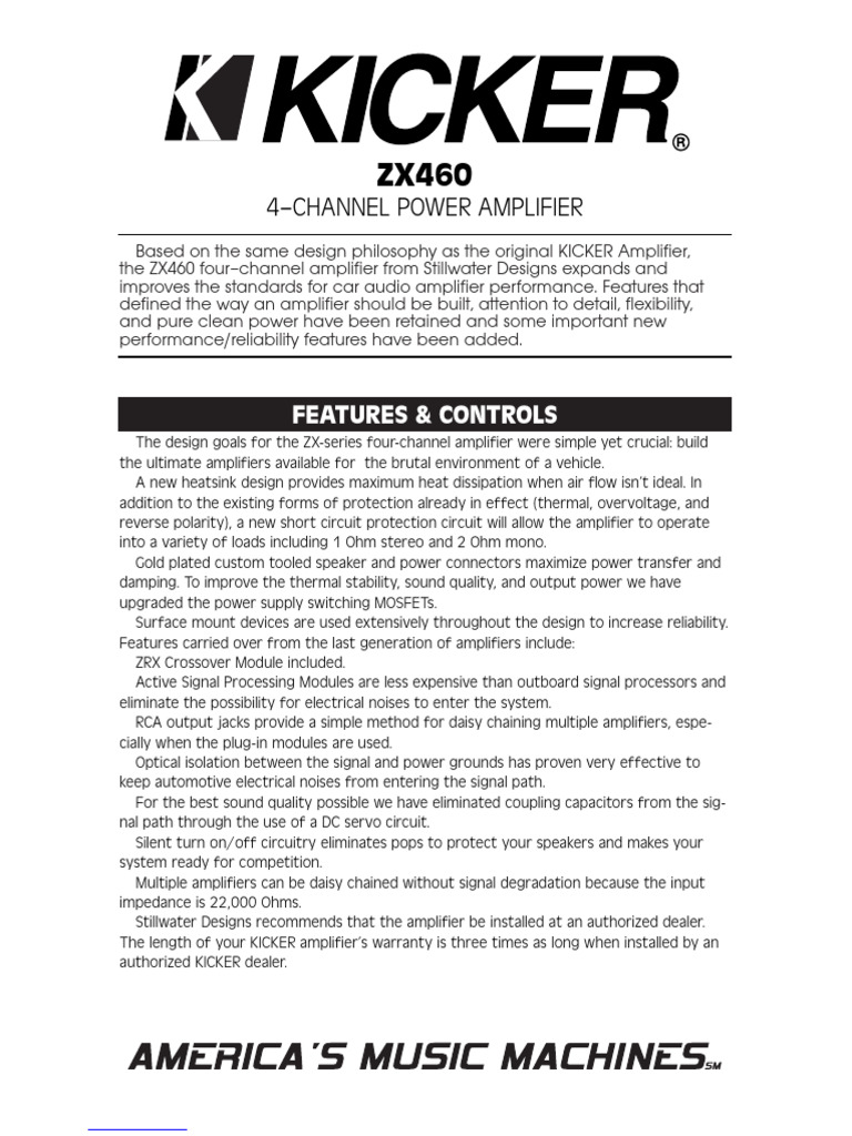 Kicker Zx460 Amplifier | PDF