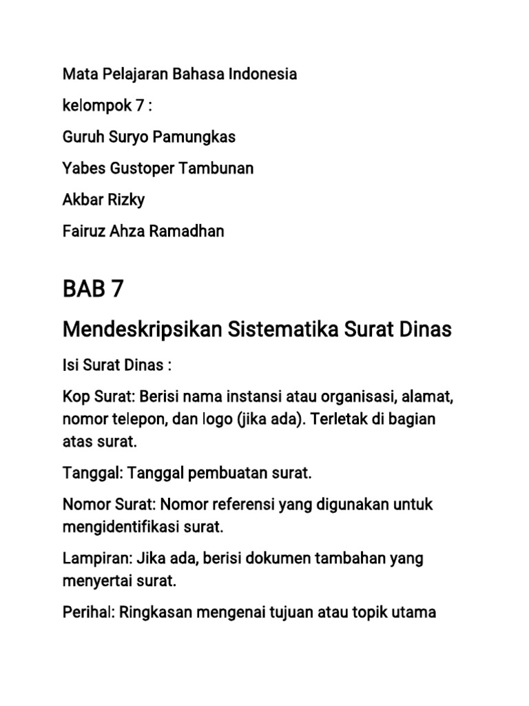 Mata Pelajaran Bahasa Indonesia Bab 7 | PDF