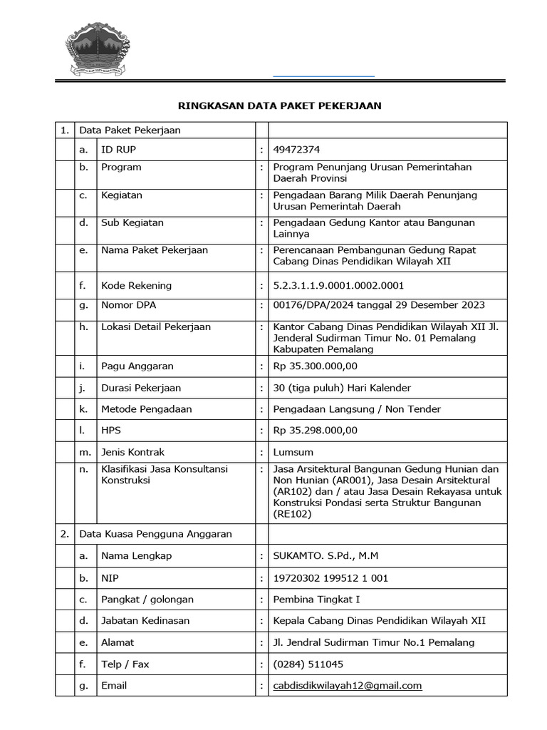 Ringkasan Data Perencanaan Cabdin 12 | PDF