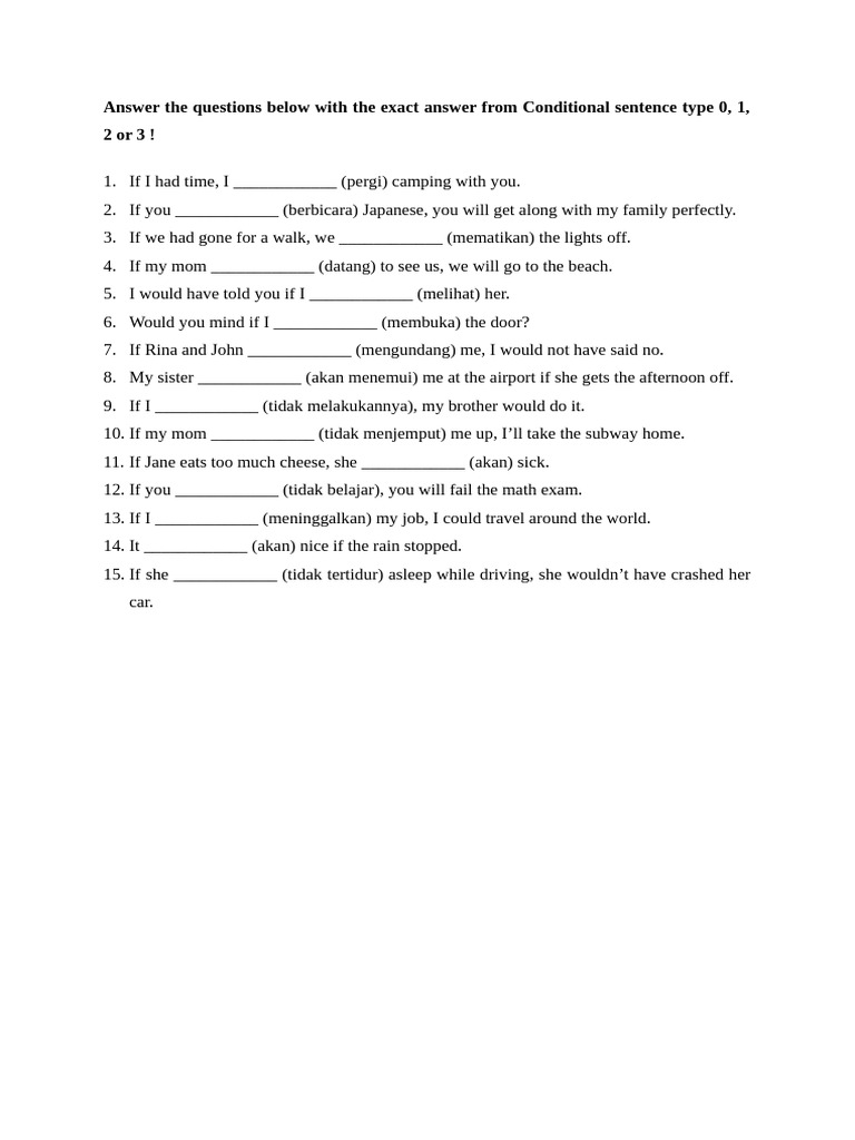 Conditional Sentence Test | PDF