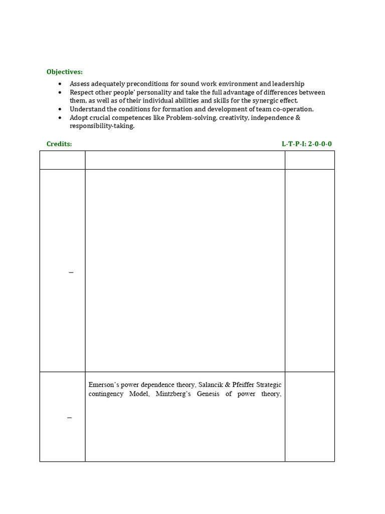Leadership & Organizational Behaviour - Syllabus | PDF