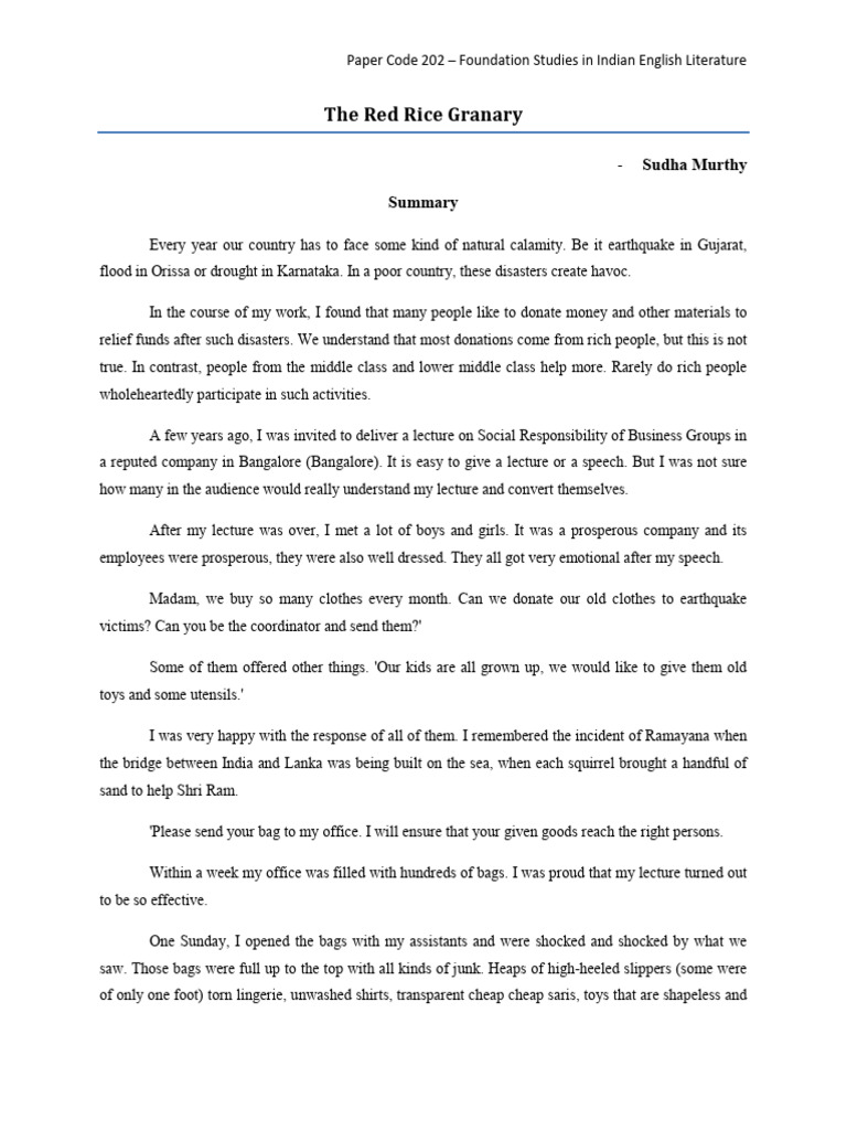 202 - Fiction-The Red Rice Granary | PDF