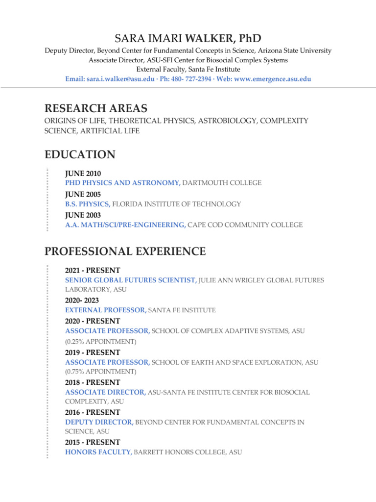 Walker - CV ASU Profile | PDF