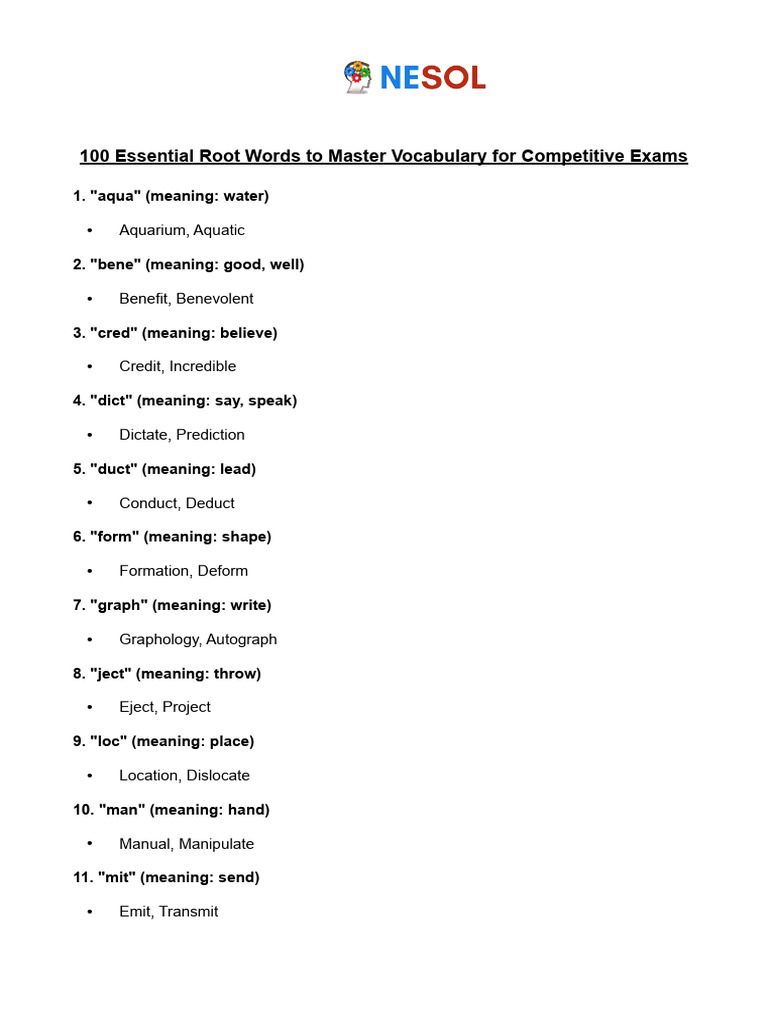 Day 12 - Root Word L3 | PDF