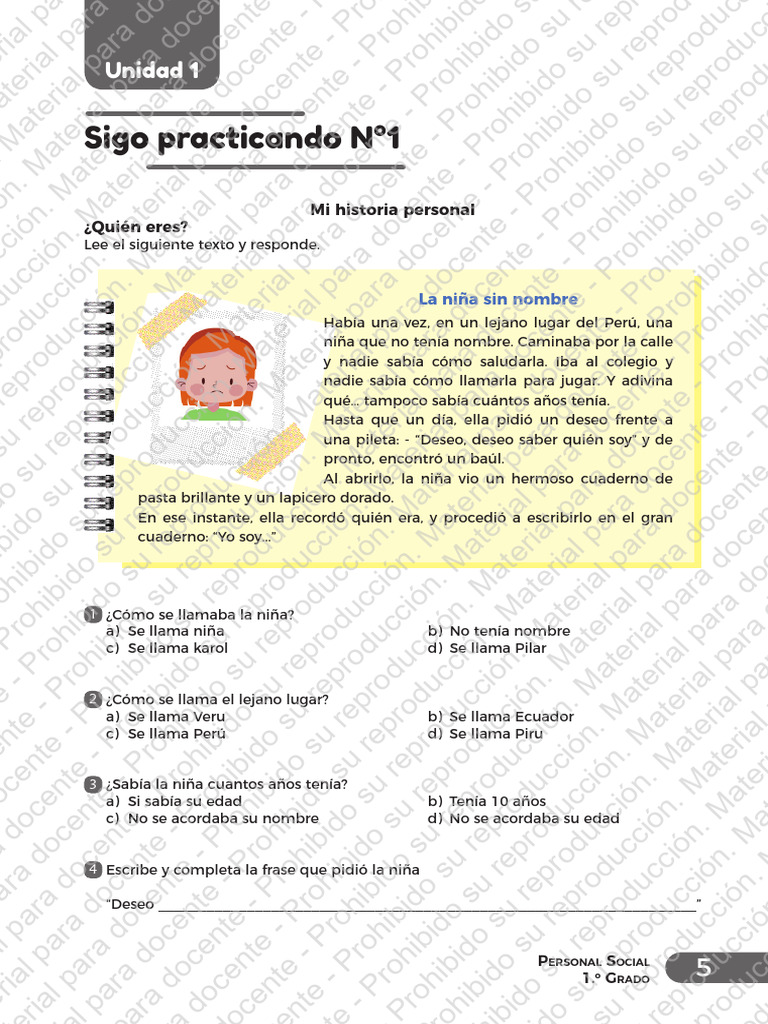 SIGO PRACTICANDO 1° Grado Personal Social - Unlocked | PDF