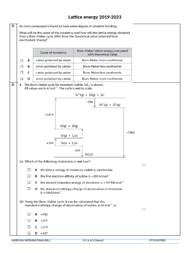 Lattice Energy | PDF