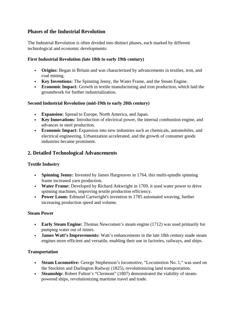 Phases of the Industrial Revolution | PDF