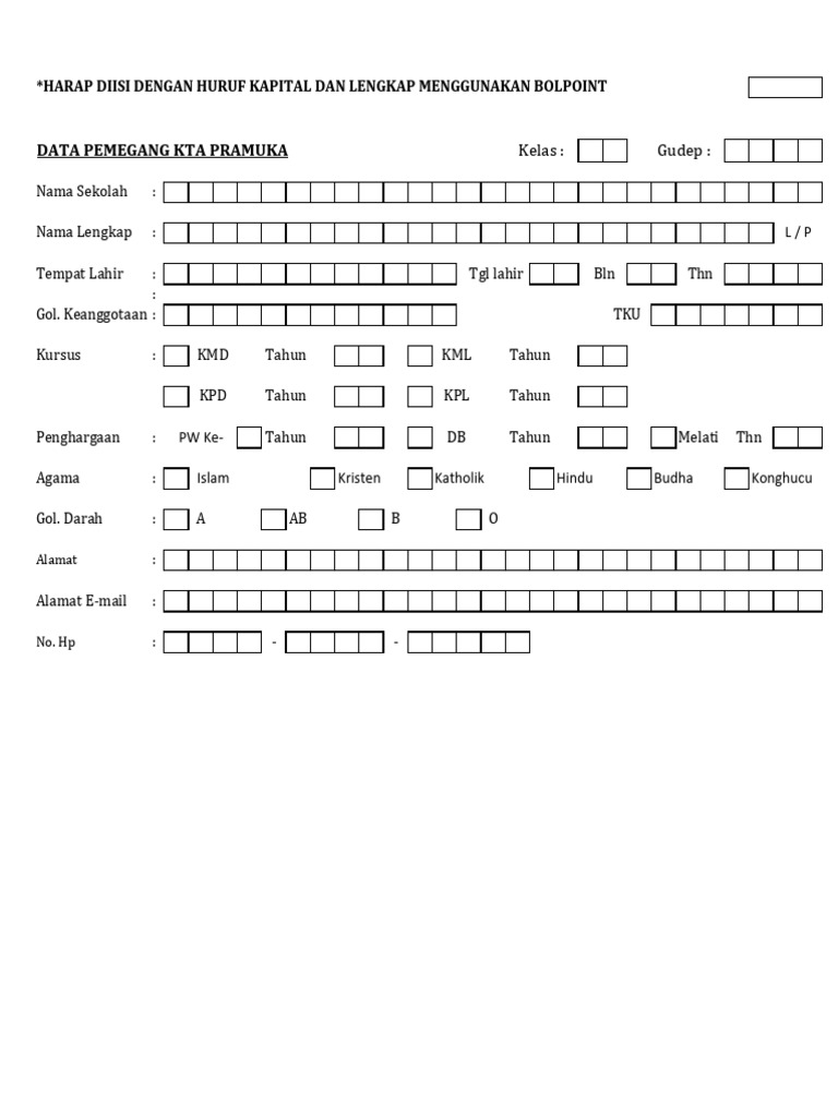 Blangko Kta Pramuka Kwarnas | PDF