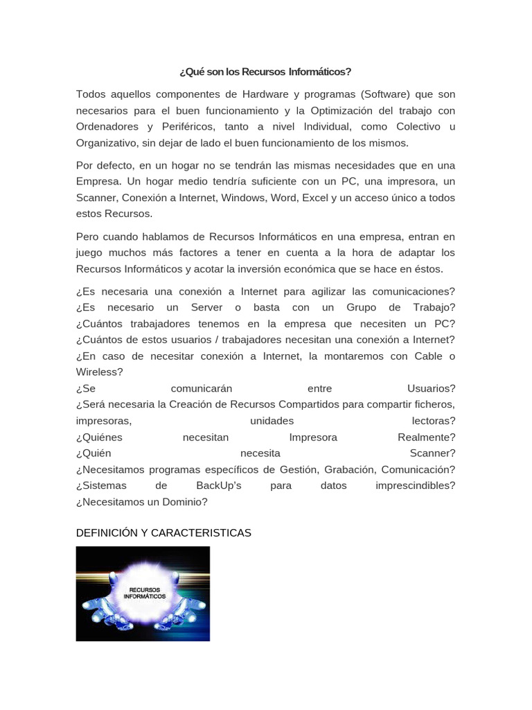 Qué Son Los Recursos Informáticos | PDF | Educación a distancia ...