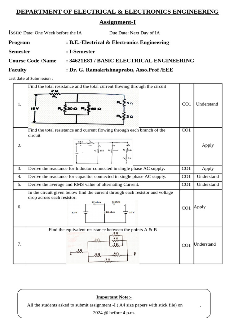 11. BEE CYCLE Assignment I to III | PDF