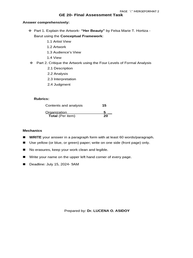 Final Task GE20 Summer 2024 | PDF