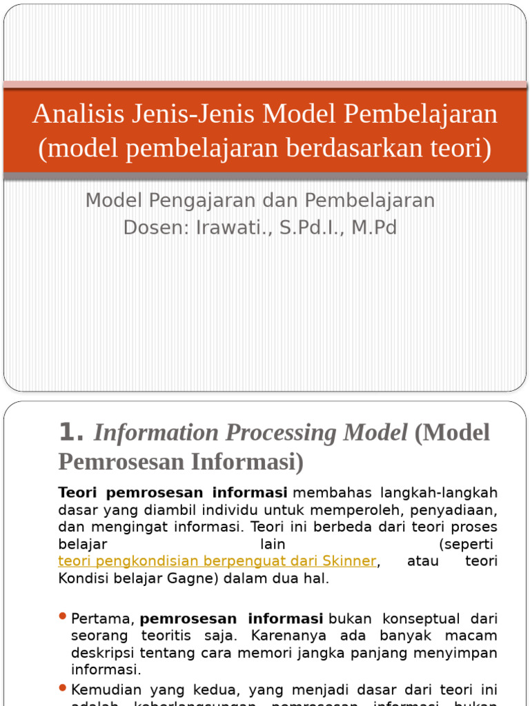 Analisis Jenis-Jenis Model Pembelajaran | PDF